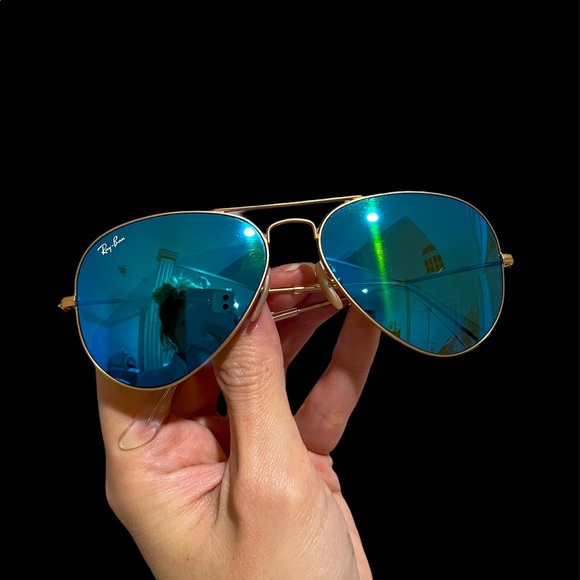 Ray-Ban | Accessories | Bnwt Turquoise Ray Ban Gold Frame Aviator ...